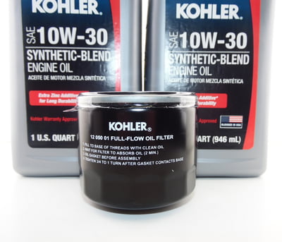 (2 Qts) Synthetic Blend 10W30 Kohler Engine Oil & (1) Kohler 12 050 01 ...